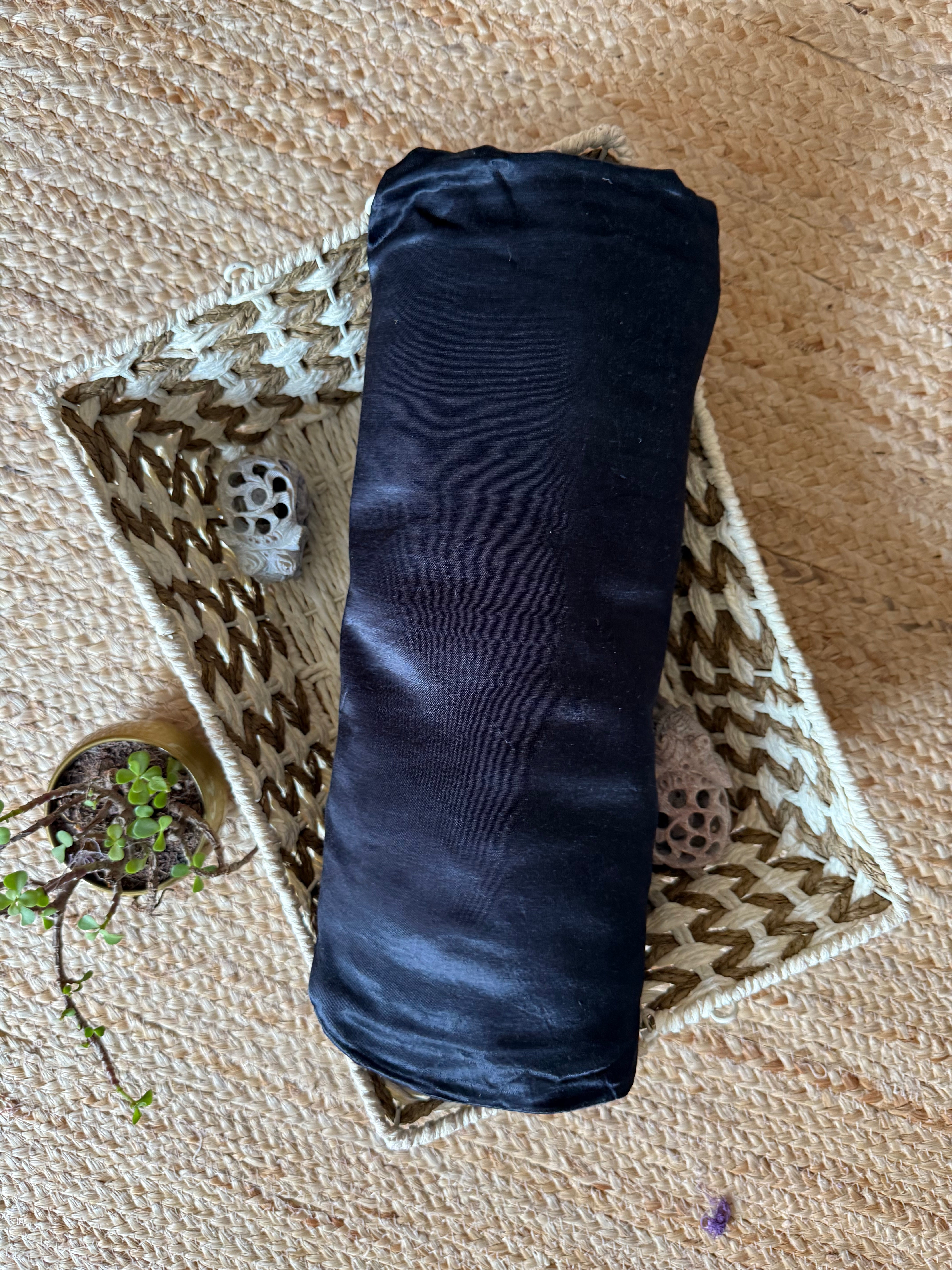 BLACK SOLID MASHRU SILK FABRIC MSF- 1 – Weavekala